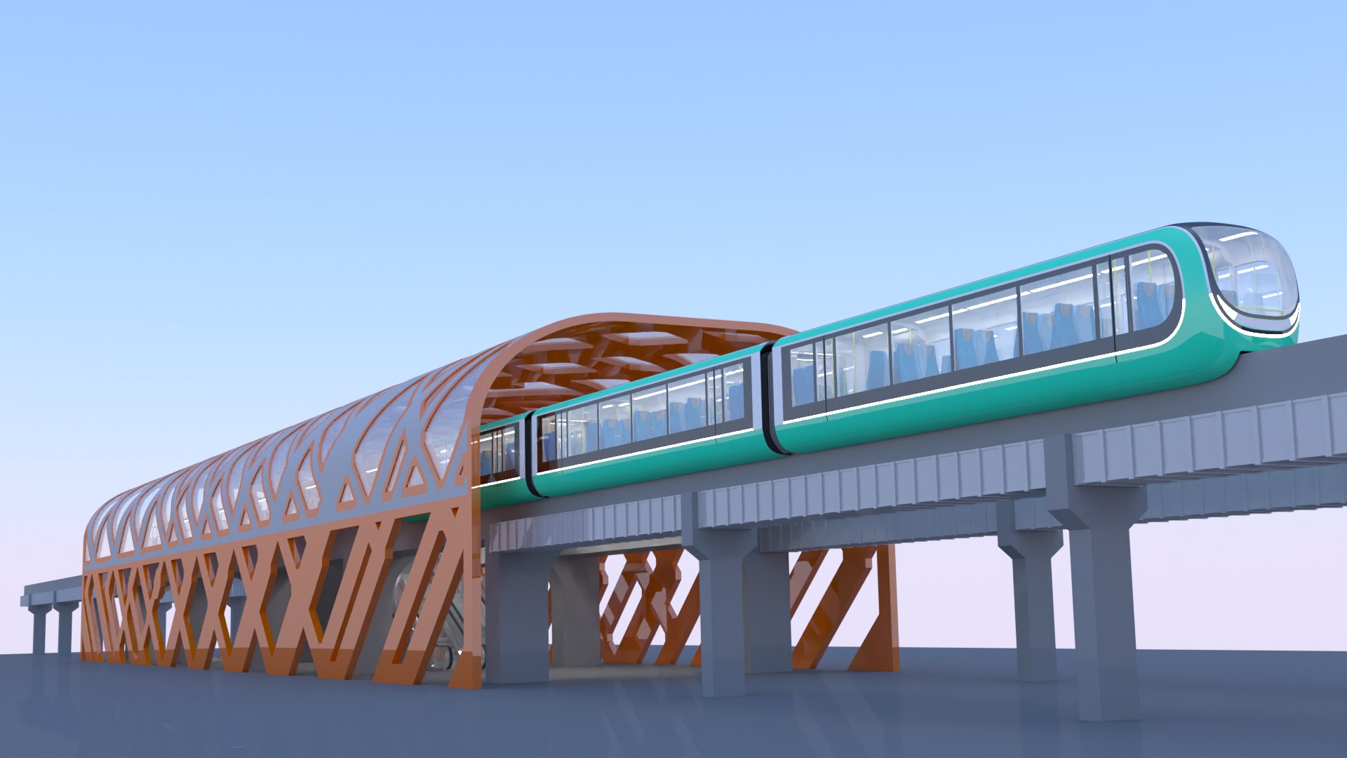 Monorail station with train 2023 III 3D model - TurboSquid 2066678