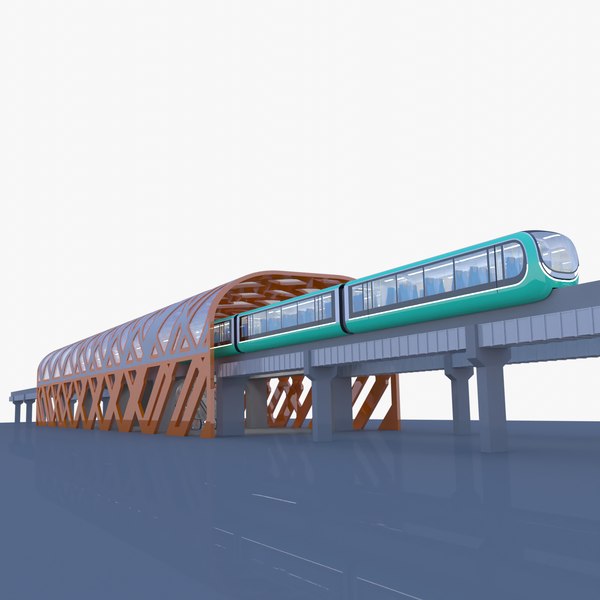 modelo 3d Estación de monorraíl con tren 2023 III - TurboSquid 2066678
