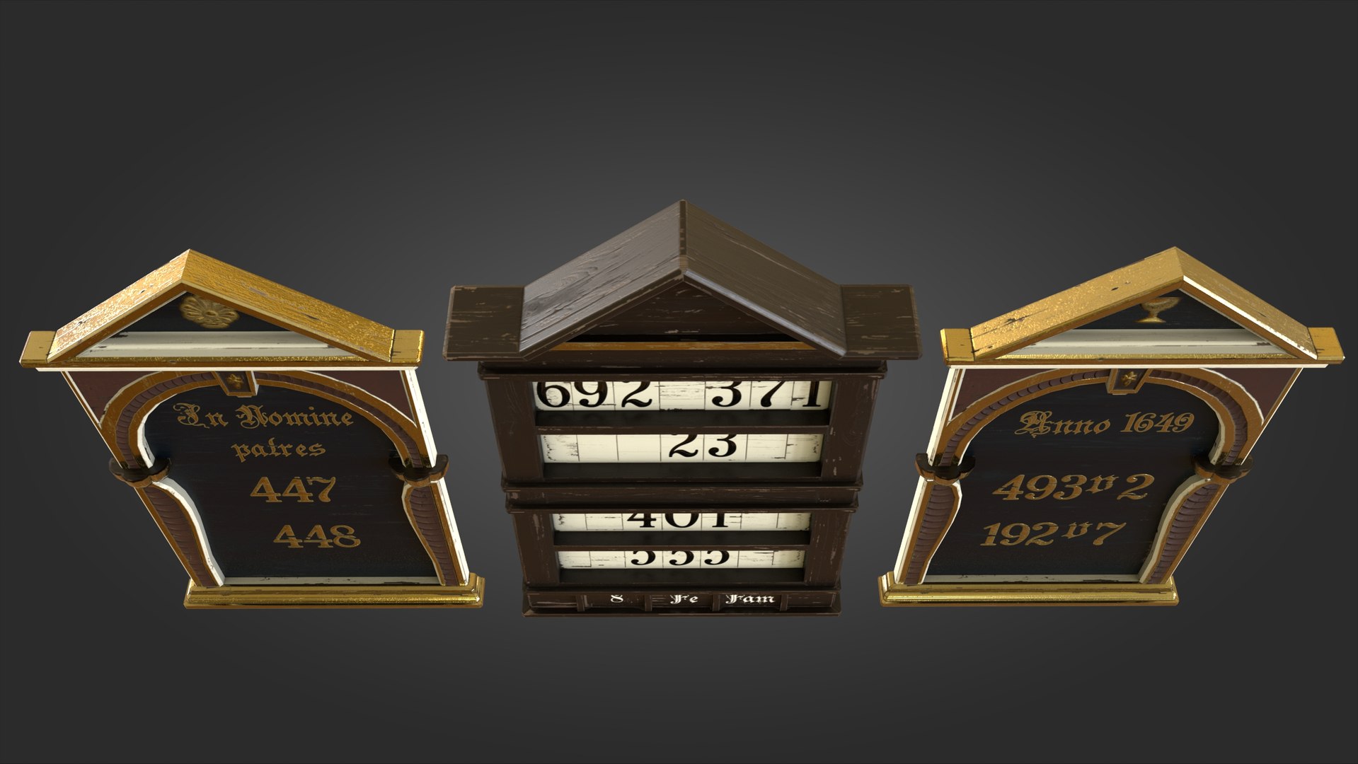 3D Antique Hymn Boards Brown - PBR - TurboSquid 1827190