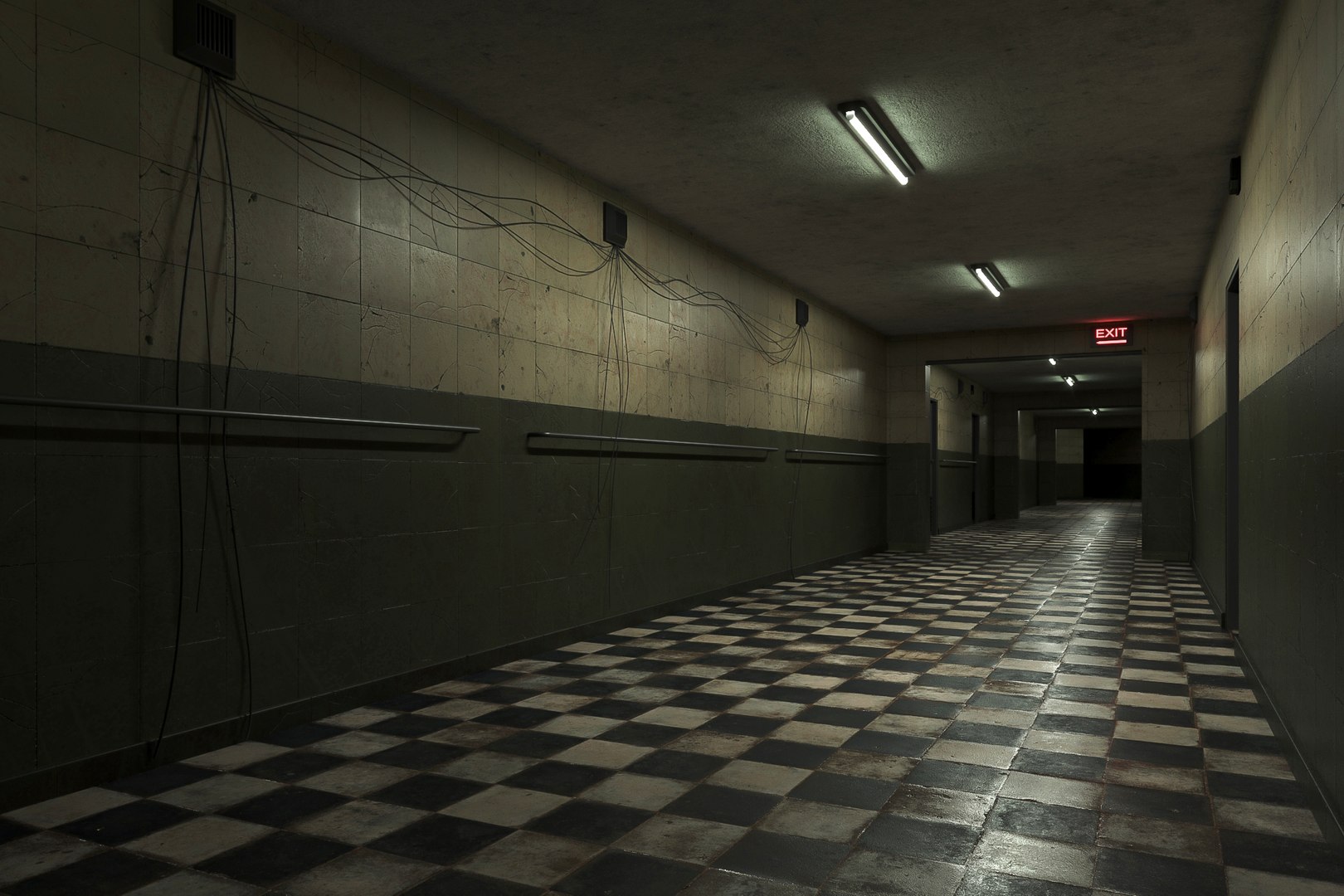 3D Low Poly Old Dark Scary Corridor 08 - TurboSquid 2092927