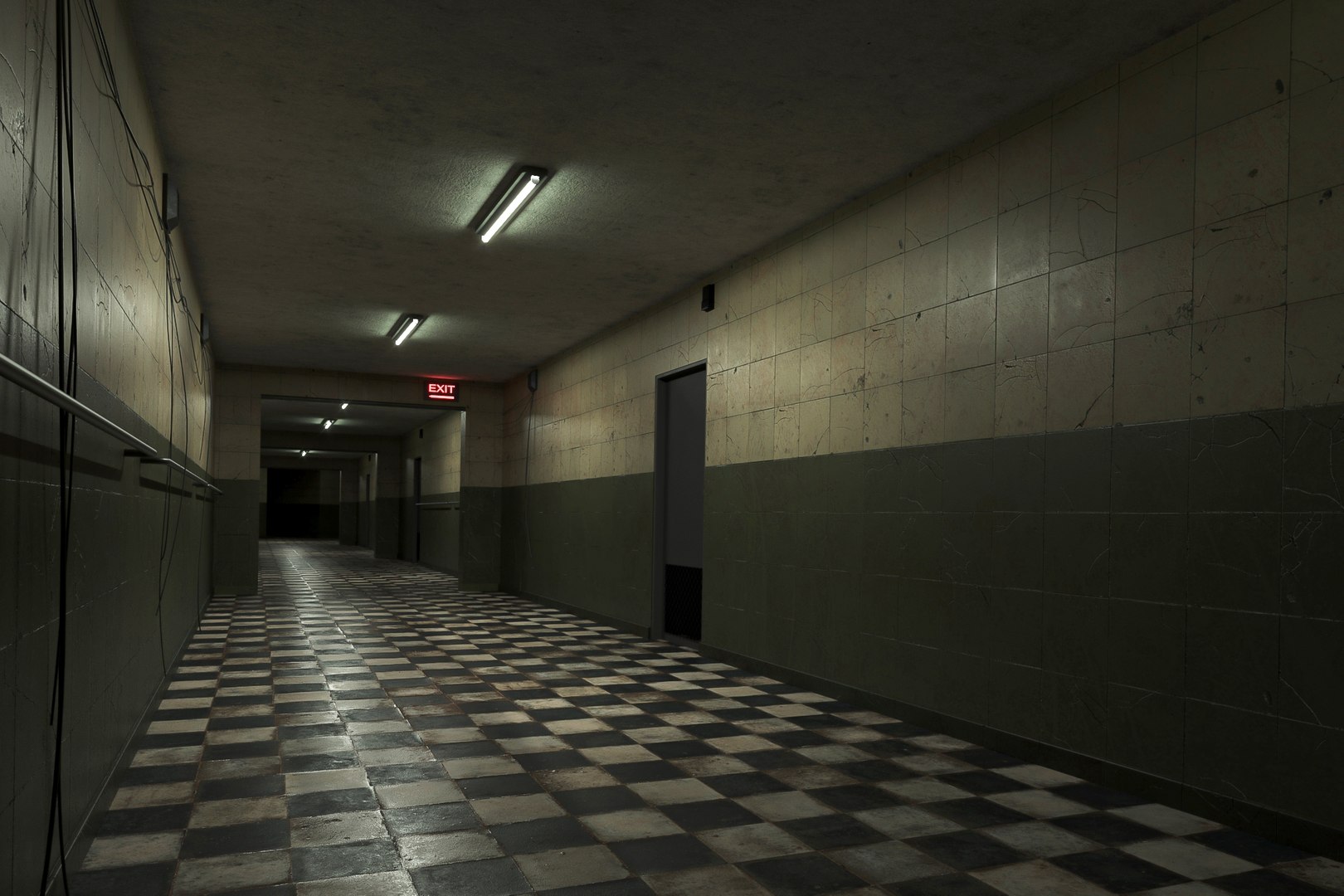 3D Low Poly Old Dark Scary Corridor 08 - TurboSquid 2092927
