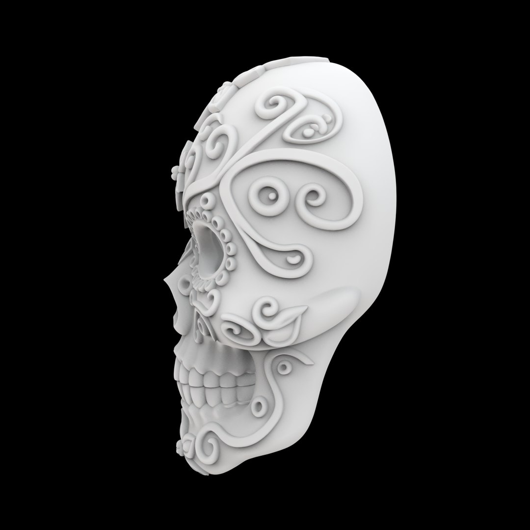 3D Sugar Skull Mask Dia De Muertos 3D Print Model Model - TurboSquid ...