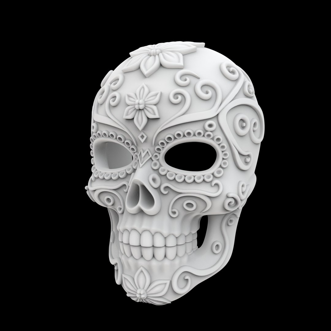 3D Sugar Skull Mask Dia De Muertos 3D Print Model Model - TurboSquid ...