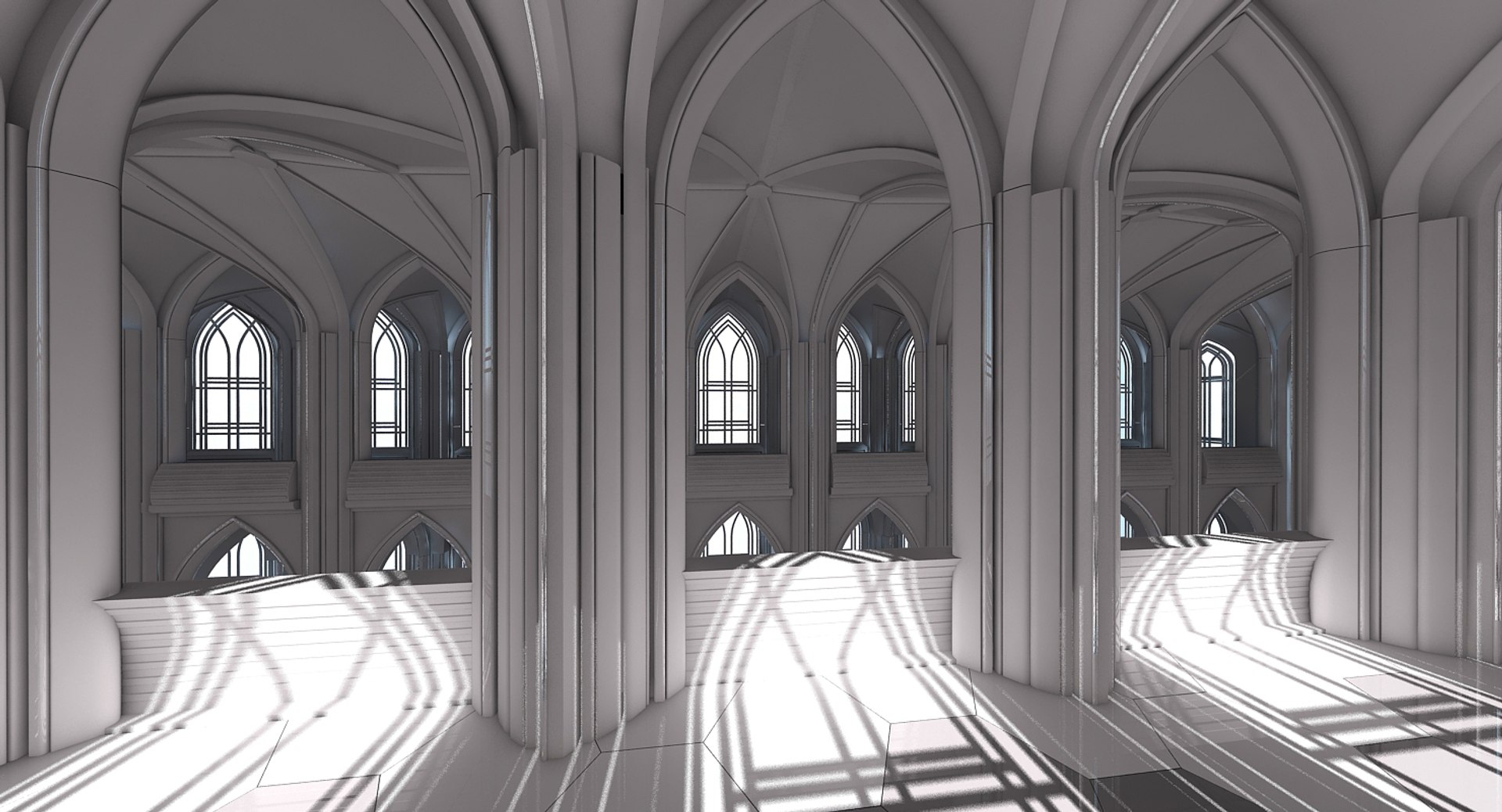 3D Classic Futuristic Cathedral Interior - TurboSquid 1247346