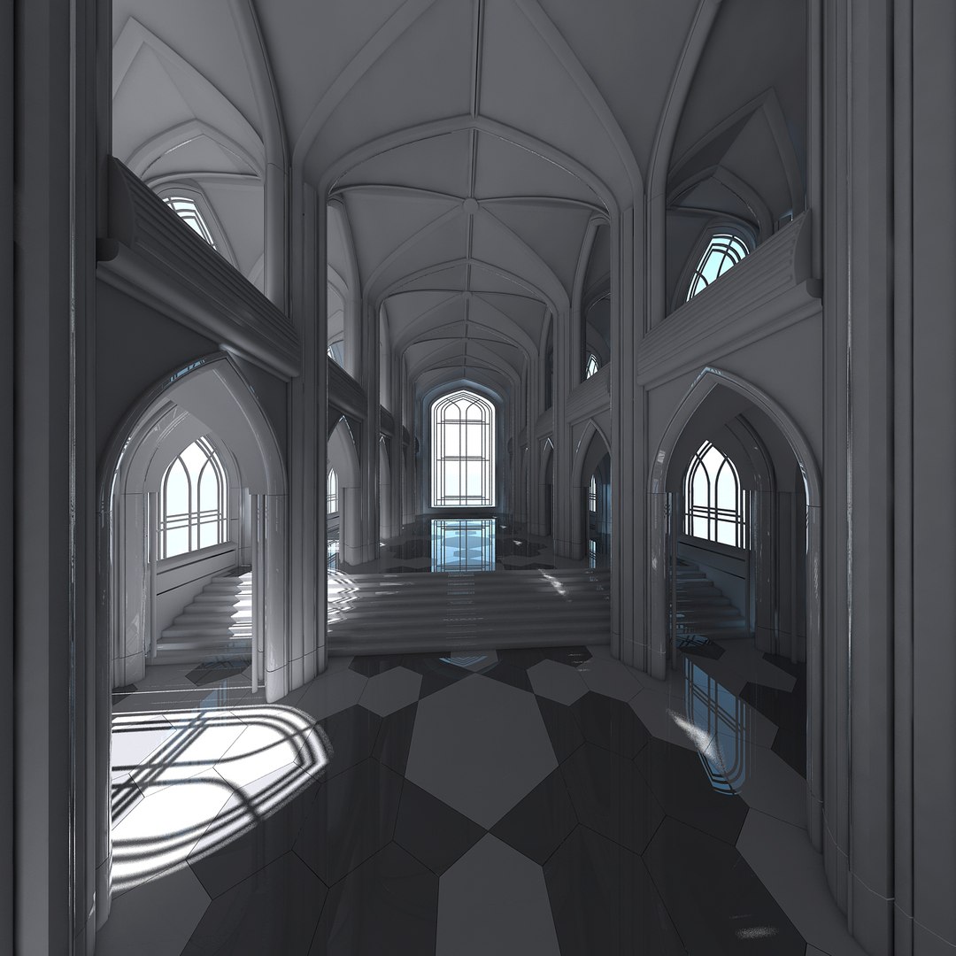 3D Classic Futuristic Cathedral Interior - TurboSquid 1247346