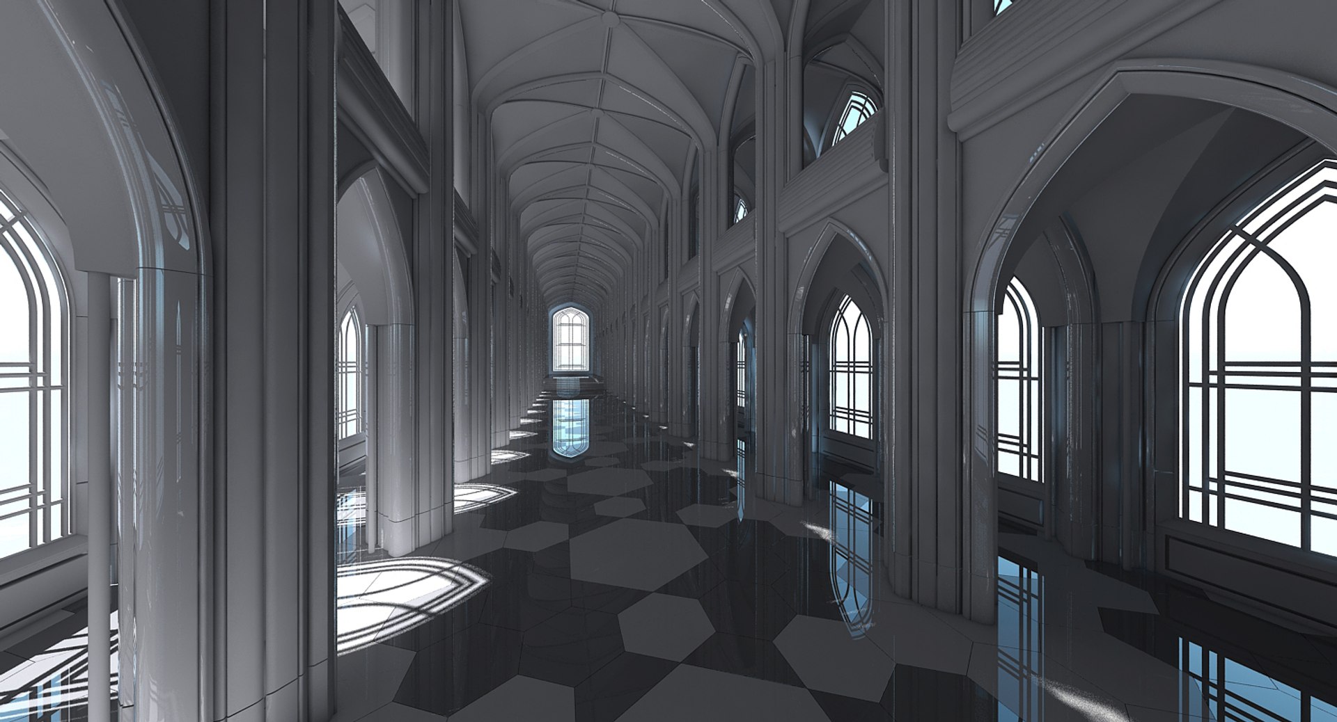 3D Classic Futuristic Cathedral Interior - TurboSquid 1247346