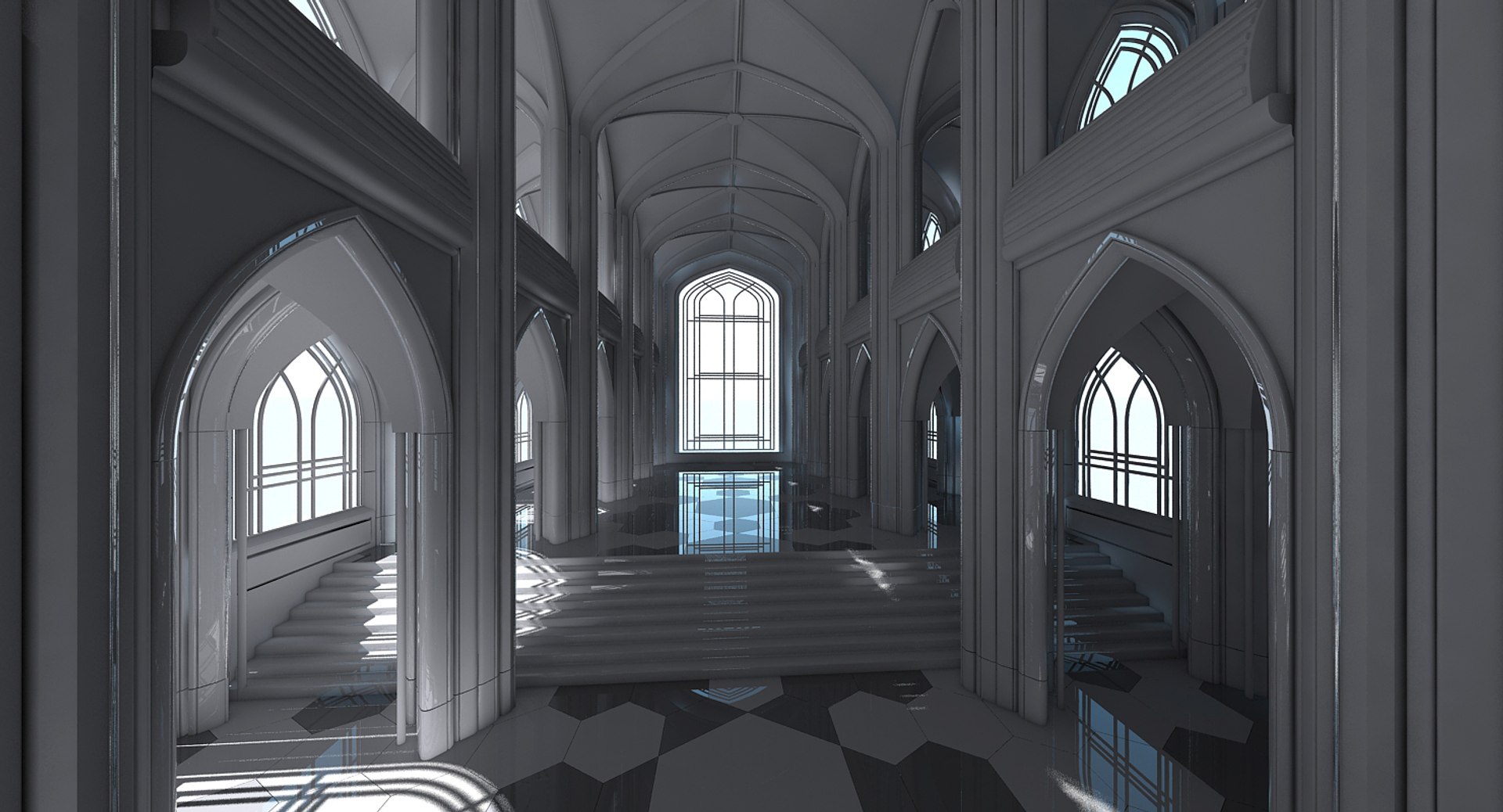 3D Classic Futuristic Cathedral Interior - TurboSquid 1247346
