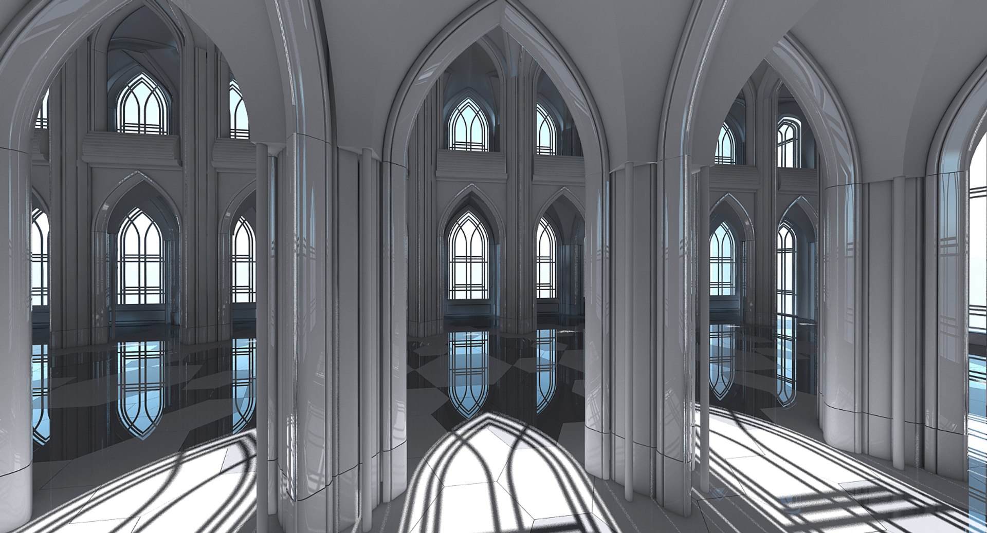 3D Classic Futuristic Cathedral Interior - TurboSquid 1247346