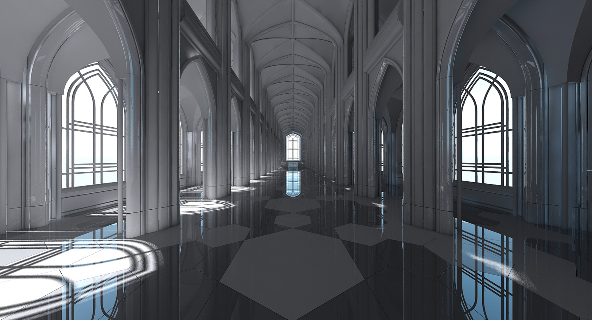 3D Classic Futuristic Cathedral Interior - TurboSquid 1247346