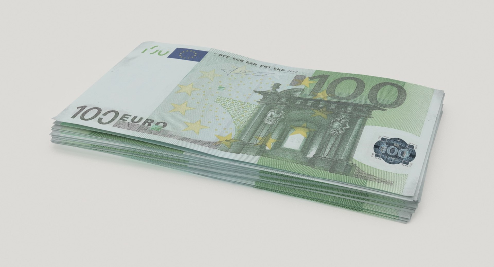 stack 100 euro bill 3d max