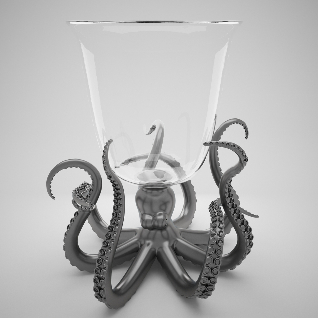 Octopus glass ice bucket 3D model - TurboSquid 1337962