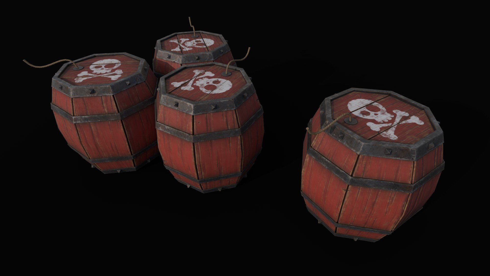 3D Gunpowder Barrels - TurboSquid 2277696
