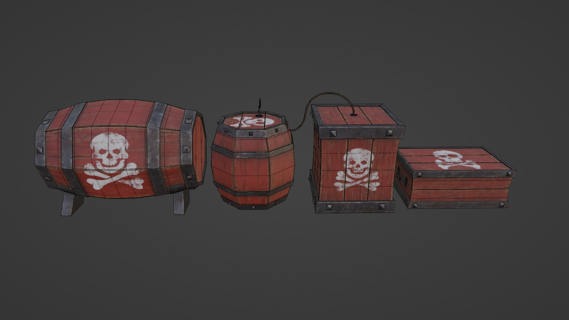 3D Gunpowder Barrels - TurboSquid 2277696