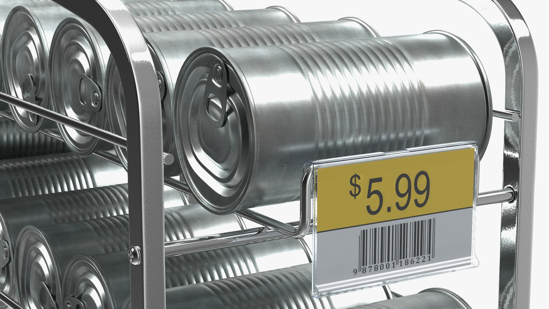 3D Tin Can Dispenser with Tin Cans and Price Label - TurboSquid 2031848