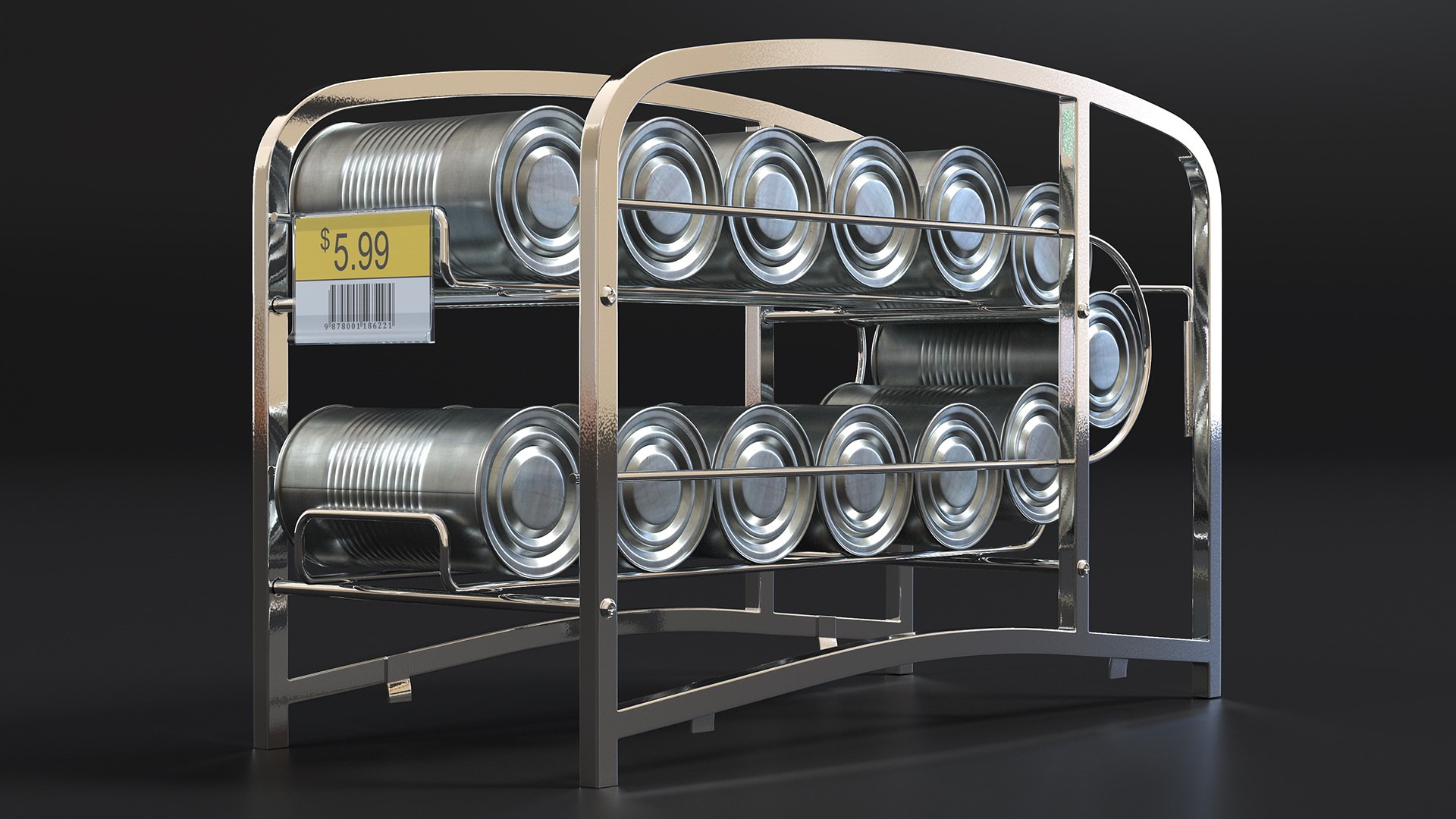 3D Tin Can Dispenser with Tin Cans and Price Label - TurboSquid 2031848