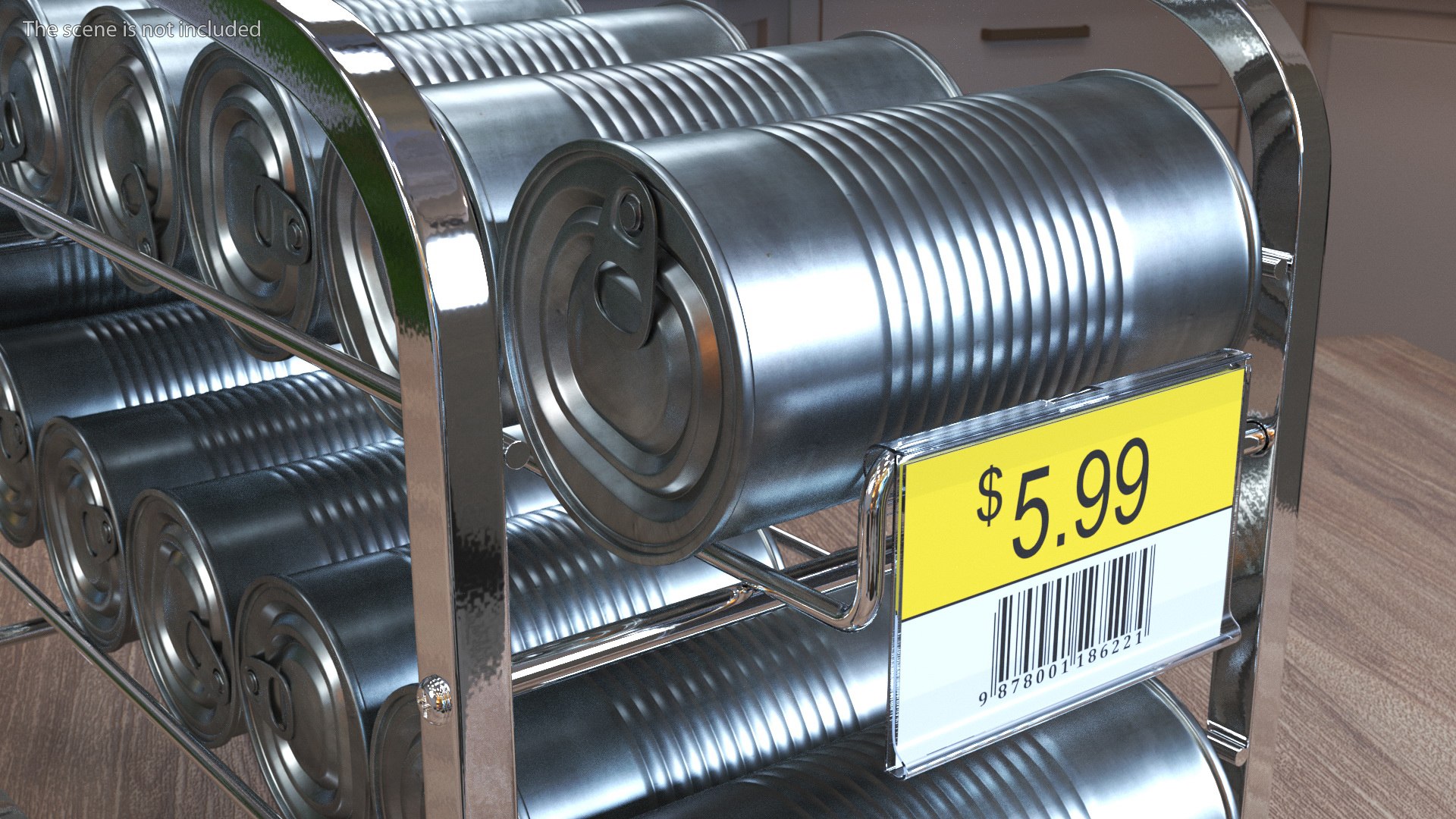 3D Tin Can Dispenser With Tin Cans And Price Label - TurboSquid 2031848