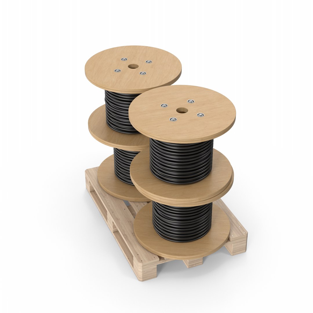3D Cable Reel Drums On Pallet - TurboSquid 1989116
