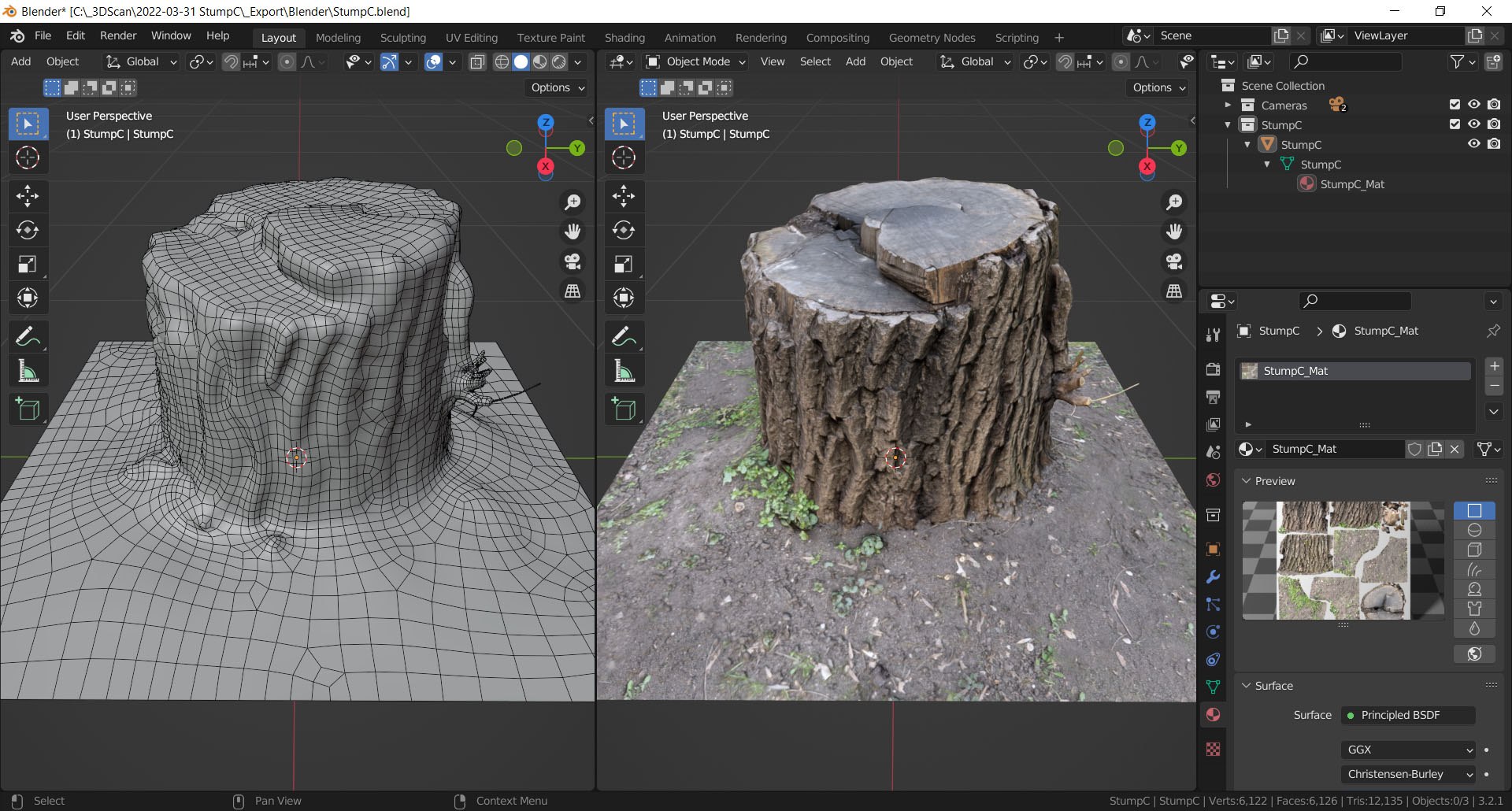 3D Tree Stump PBR Scan Retopo - 02 - TurboSquid 1933359