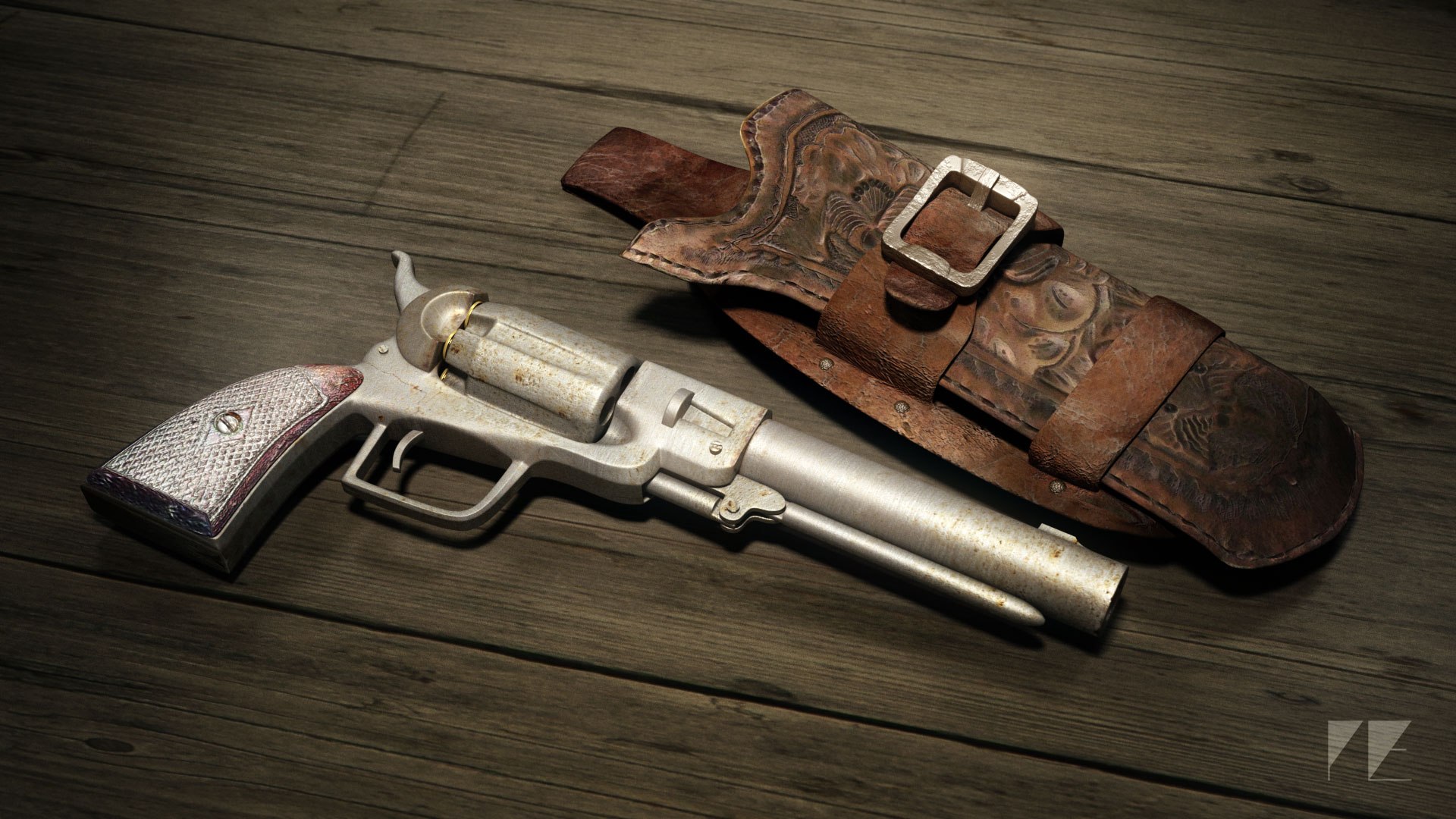 Wild West Revolver Holster 3d Model