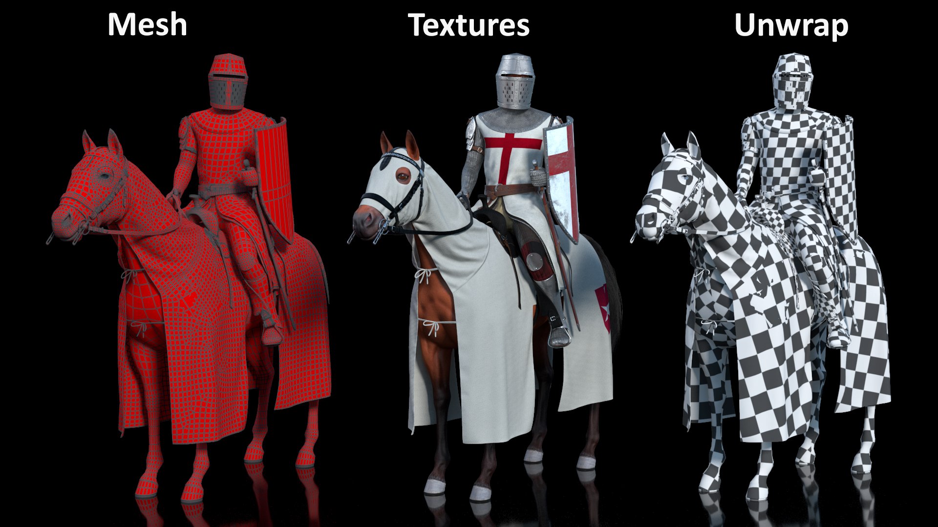 3D model Crusader Horse Armor with Knight Fur - TurboSquid 2128941