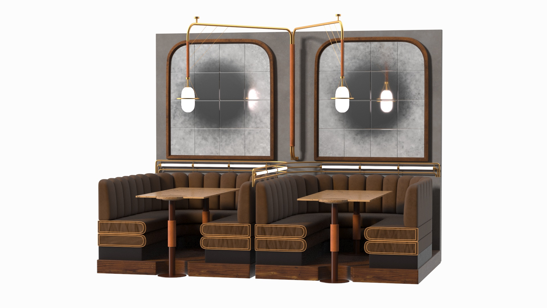 3D Vintage Diner Booth Seating With Tables And Lamps - TurboSquid 2330237
