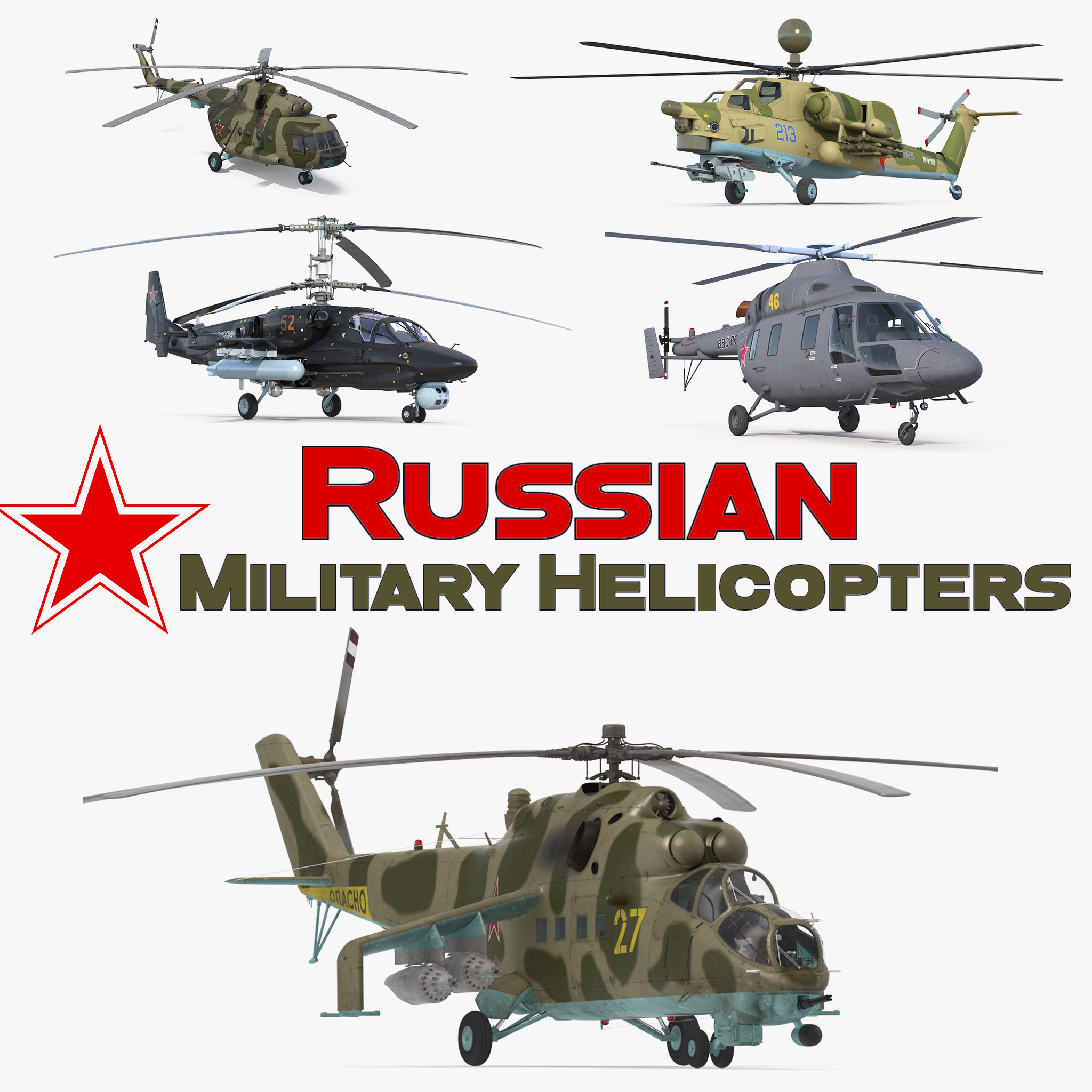 modelo 3d Colección de helicópteros militares rusos - TurboSquid 1272067