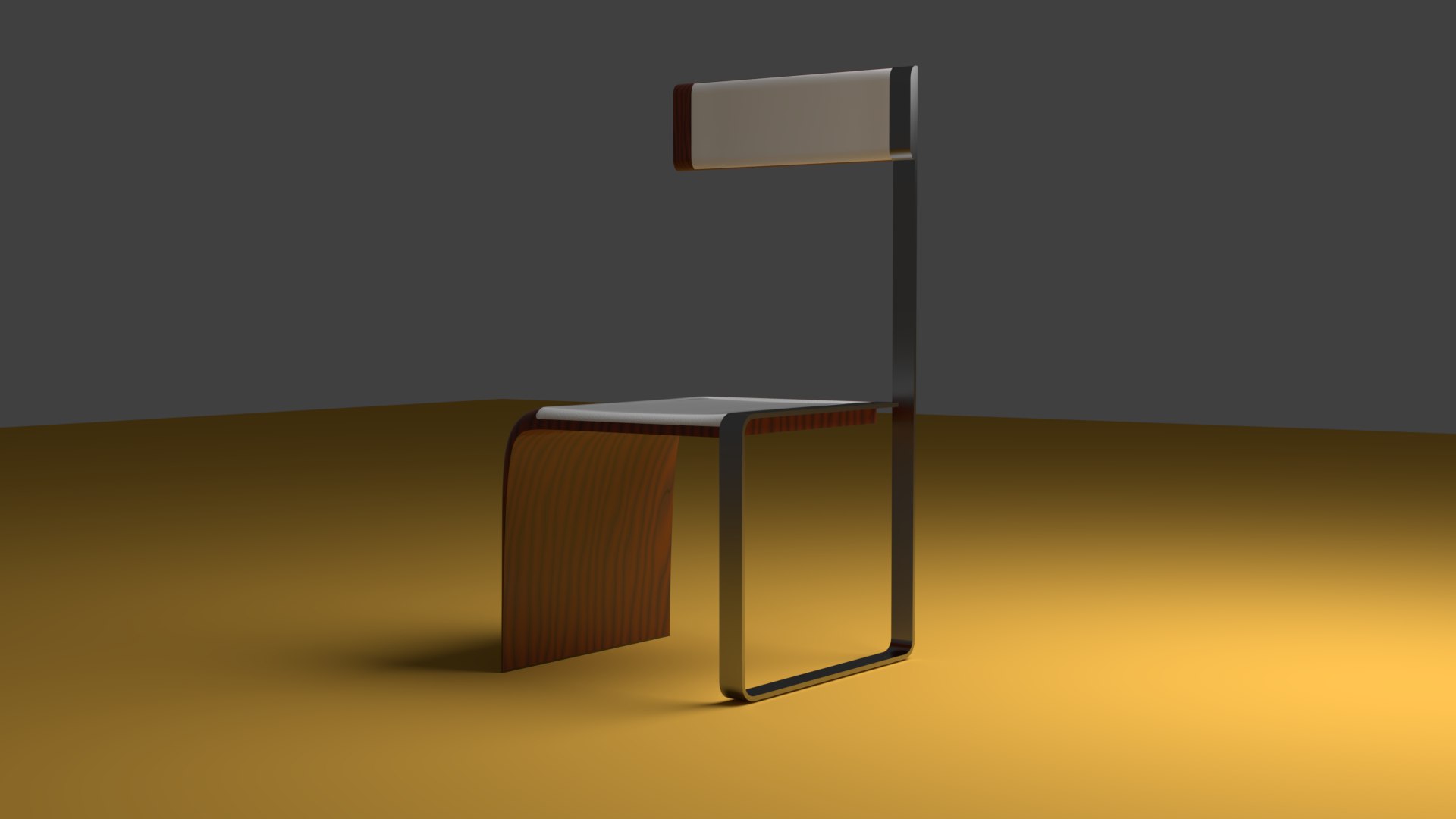 3D The Trio Chair Smooth Chrome Wood And Leather - TurboSquid 1827572