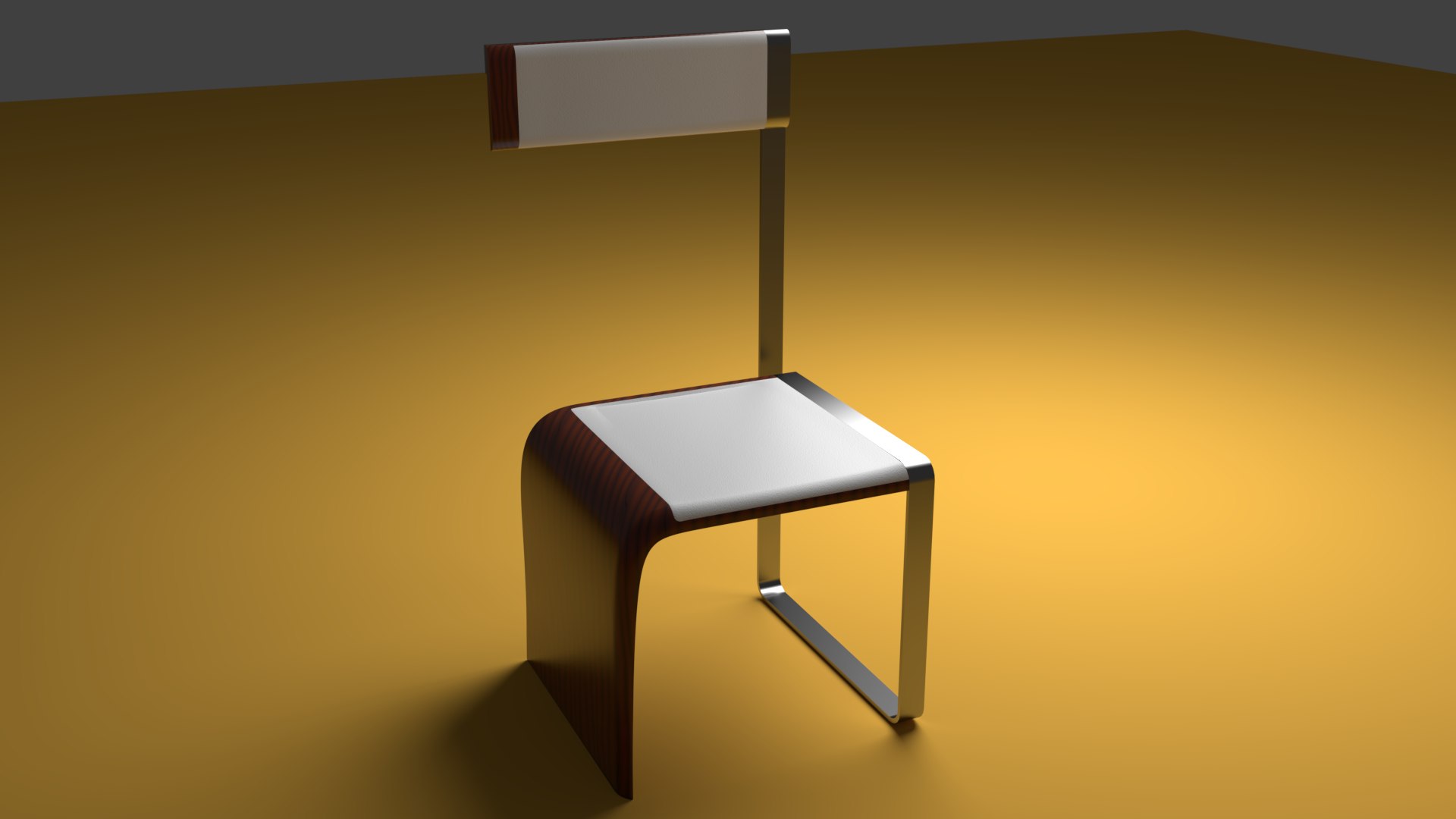 3D The Trio Chair Smooth Chrome Wood and Leather - TurboSquid 1827572