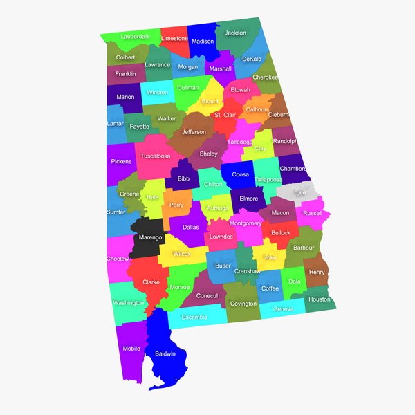 alabama counties 3d model