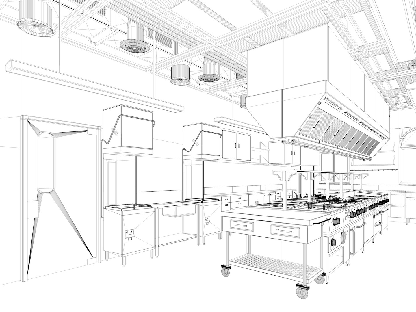 Restaurant Kitchen Drawing