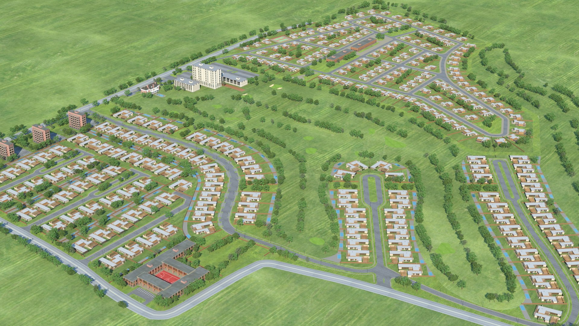 3D Neighborhood - Residential Complex - TurboSquid 2245814