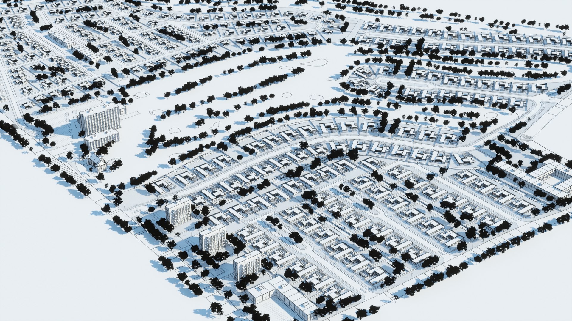 3D Neighborhood - Residential Complex - TurboSquid 2245814