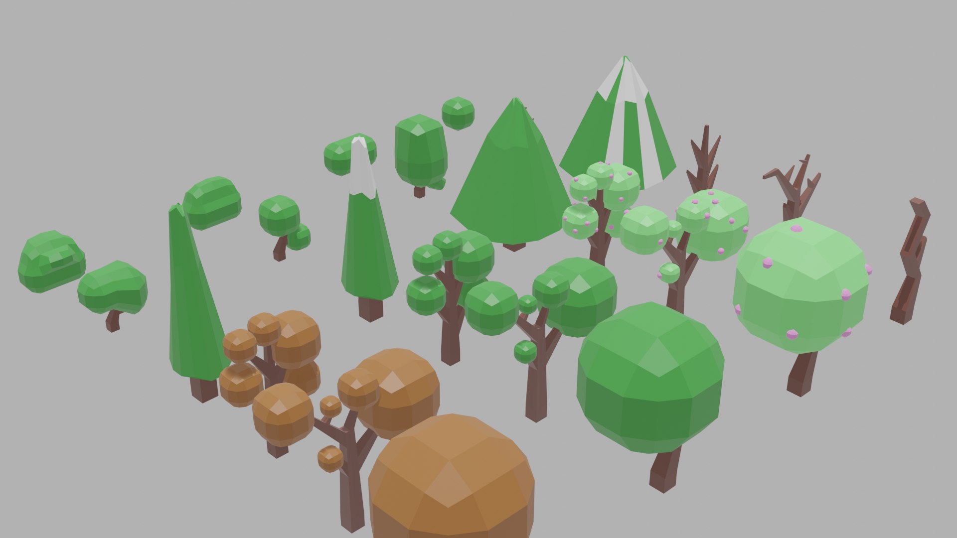 4 Season Trees Bushes 3D Model - TurboSquid 1465235