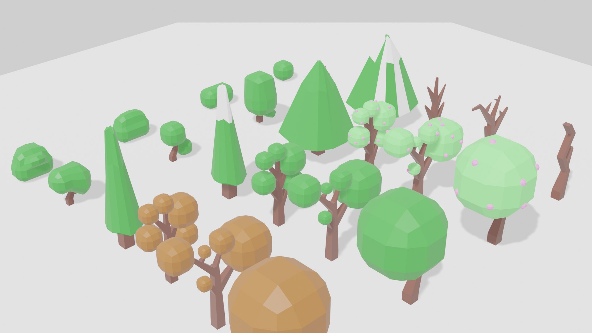 4 Season Trees Bushes 3D Model - TurboSquid 1465235
