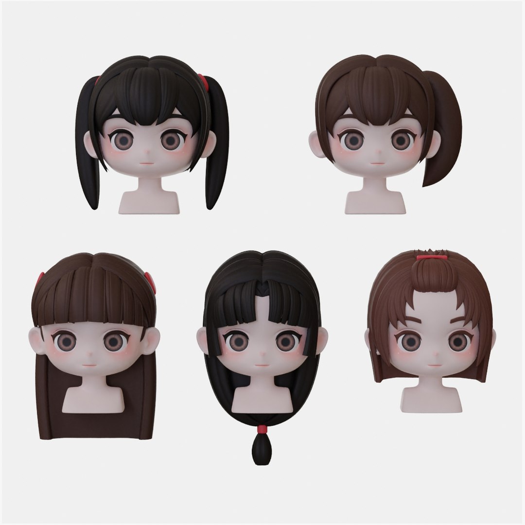 Female Hair Style Set 04 Model - TurboSquid 1966239