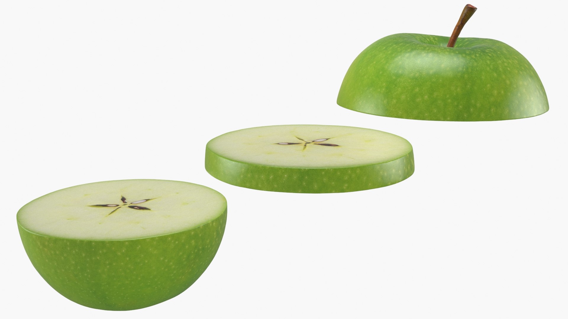 Green Apple Slices Model - TurboSquid 2084019