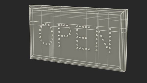 modelo 3d Traditional Rectangle Blue LED Neon Sign Open OFF ...