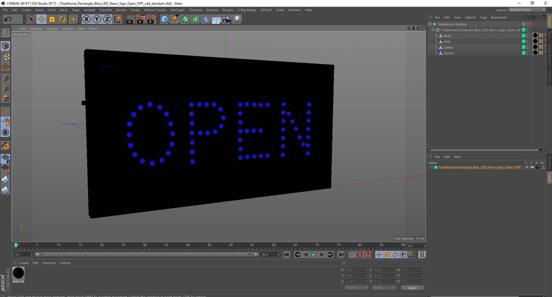 3D Traditional Rectangle Blue LED Neon Sign Open OFF model - TurboSquid ...