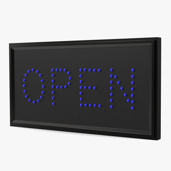 modelo 3d Traditional Rectangle Blue LED Neon Sign Open OFF ...