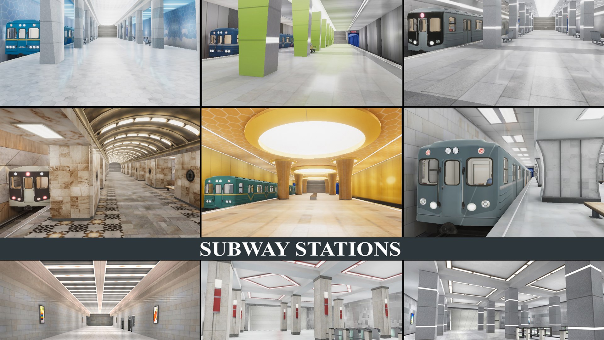 3D Subway Stations 6 Scenes Model - TurboSquid 2394907