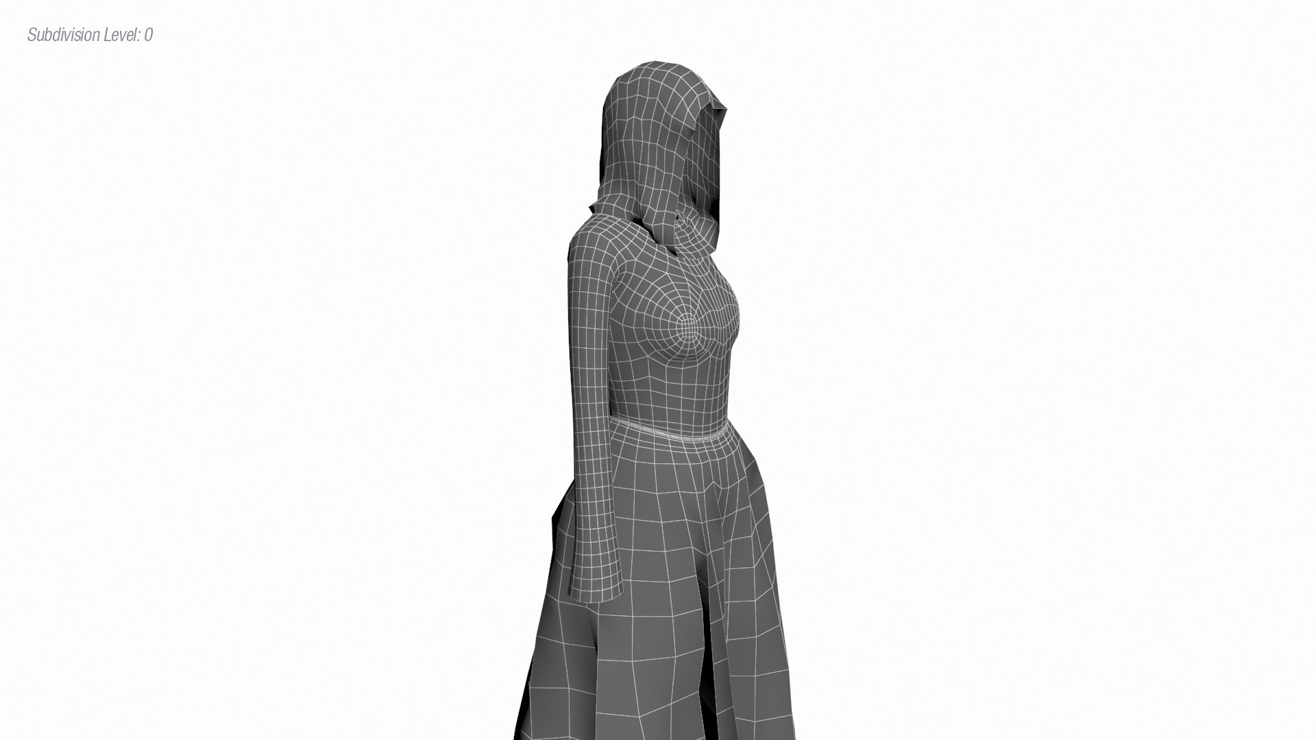 3D Woman Long Dress Hooded Model - TurboSquid 1587266