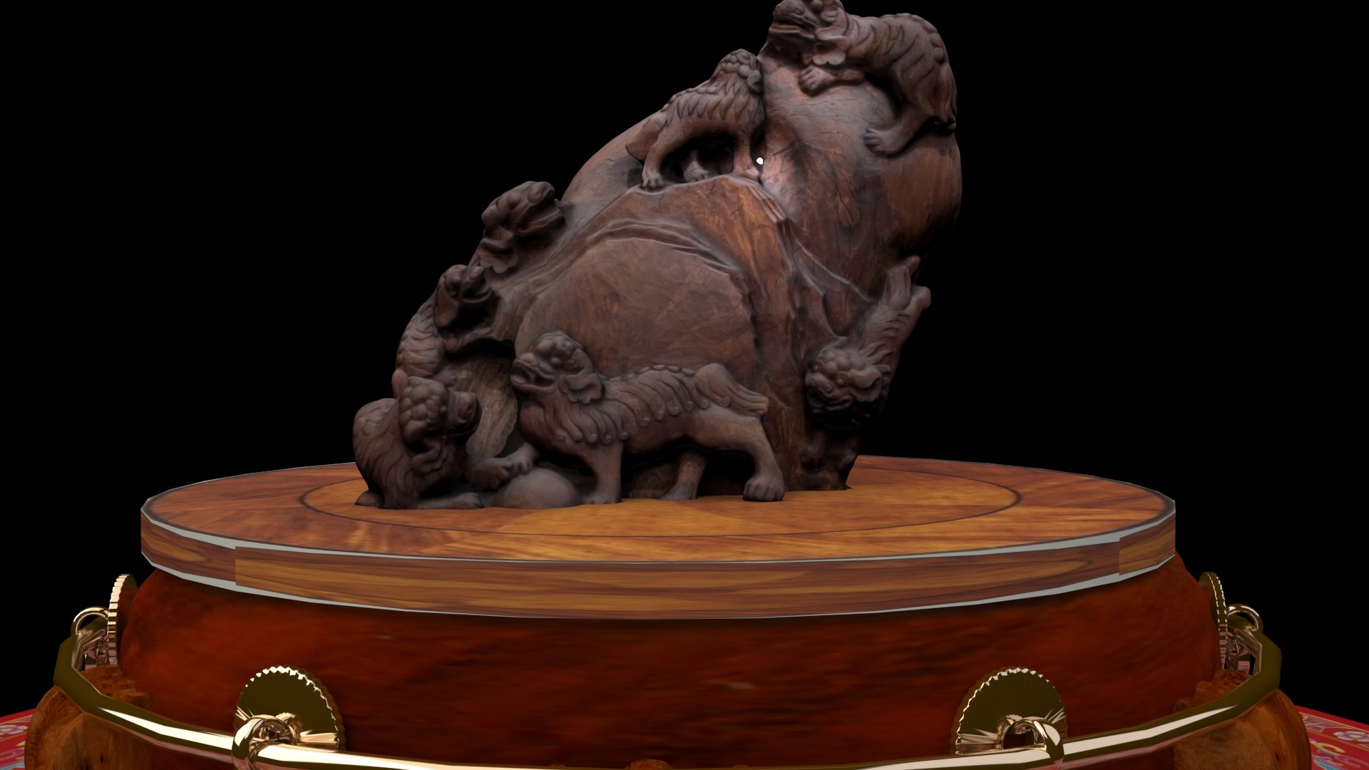 Chinese Lion Wood Root Carving Sculpture 3D - TurboSquid 2280403
