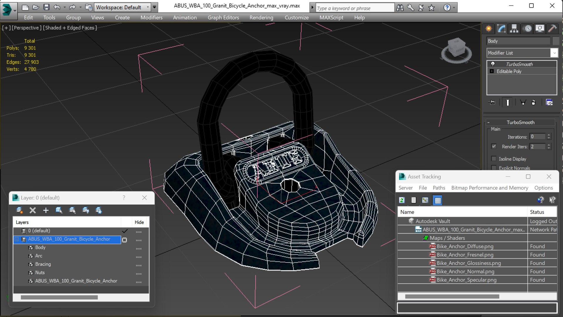 ABUS WBA 100 Granit Bicycle Anchor 3D - TurboSquid 2059657