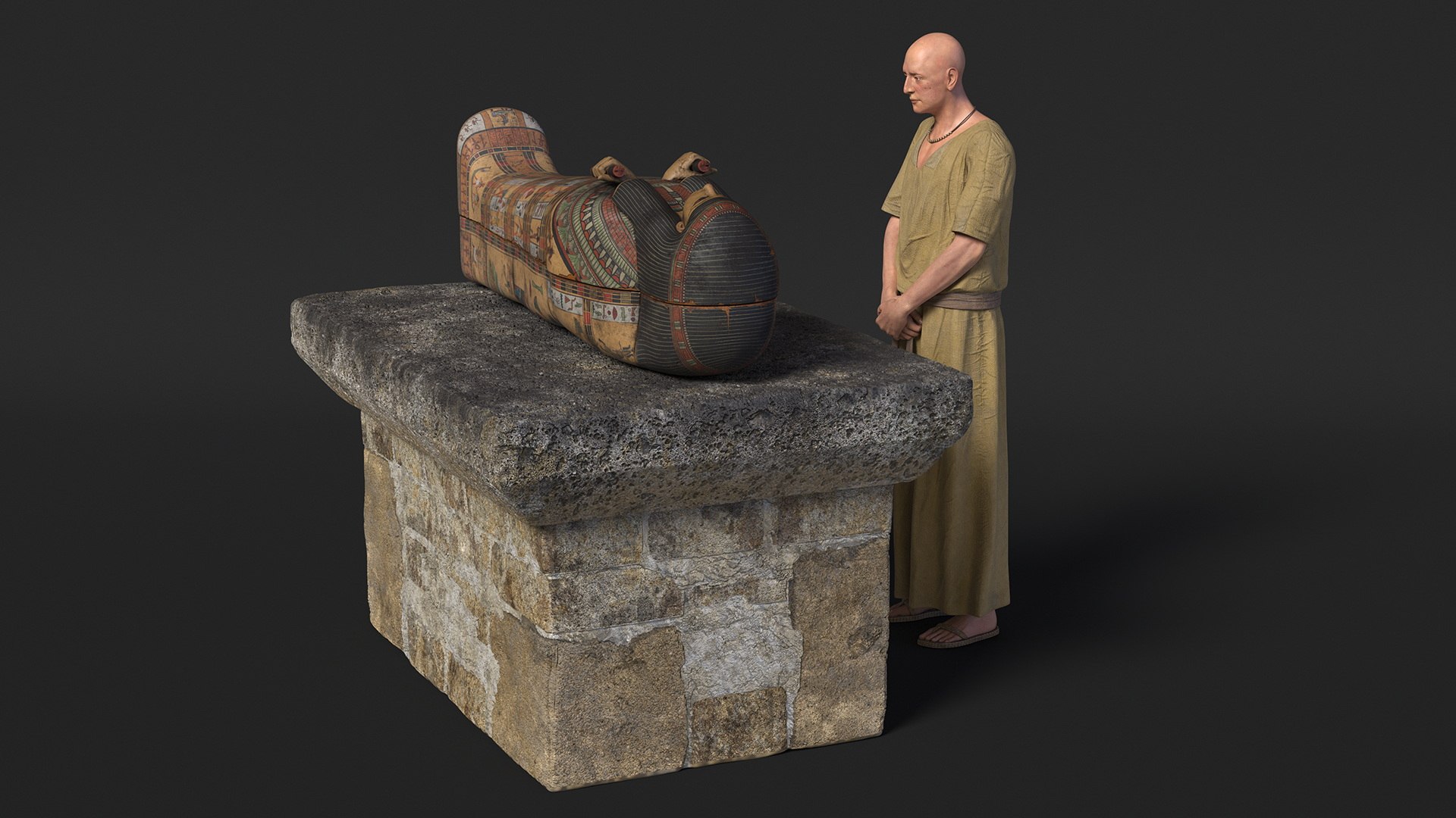 Ancient Priest Mourns An Altar With A Sarcophagus 3D Model - TurboSquid ...