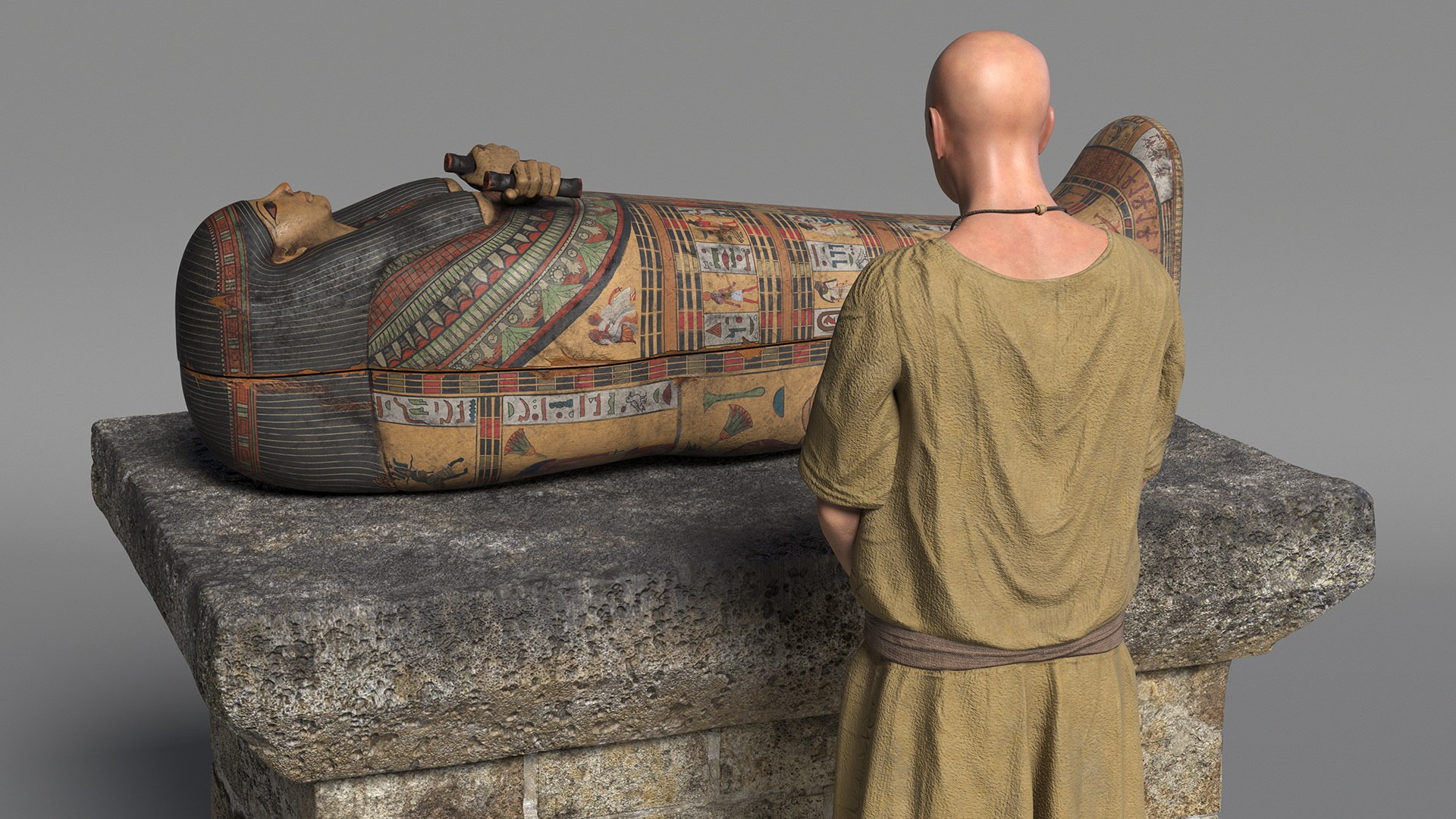 Ancient Priest Mourns An Altar With A Sarcophagus 3D Model - TurboSquid ...