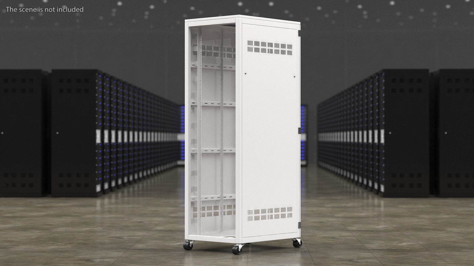 3D Floor Standing Rack Cabinet 42 Unit White Empty Model - TurboSquid ...