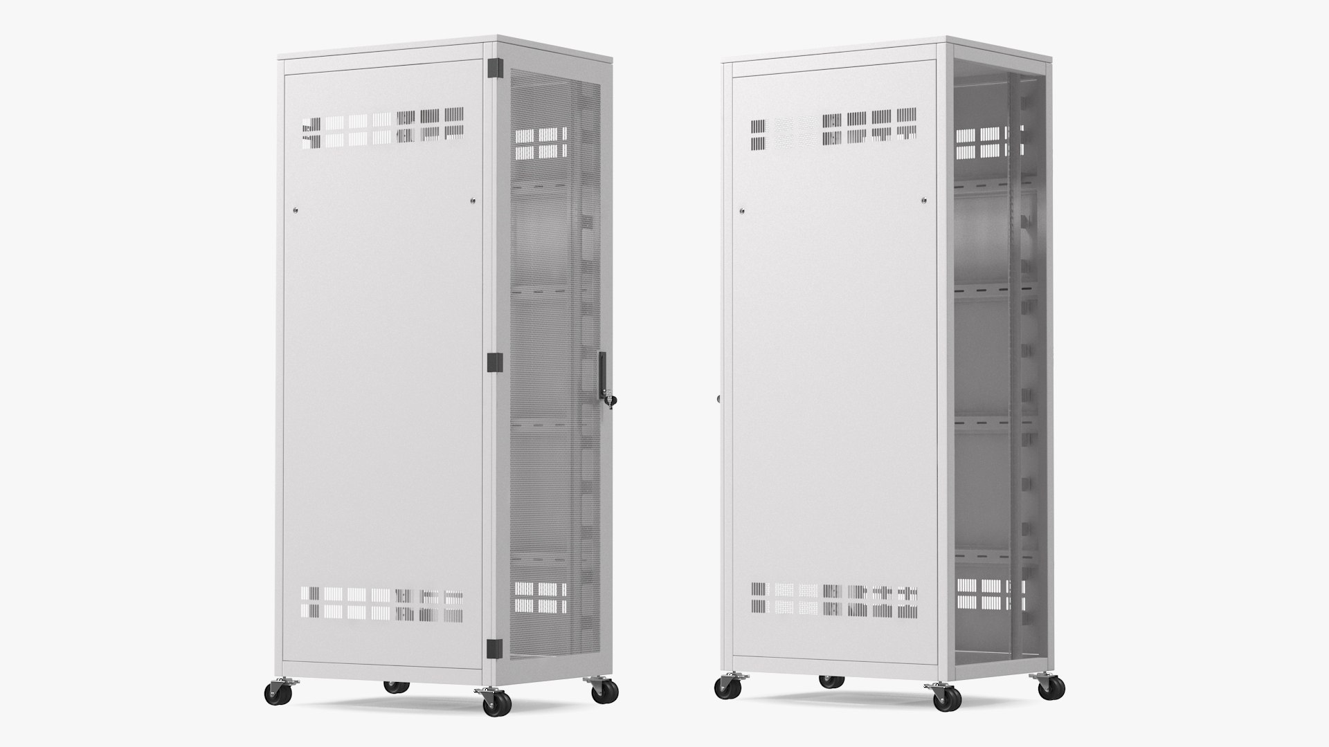3D Floor Standing Rack Cabinet 42 Unit White Empty Model - TurboSquid ...