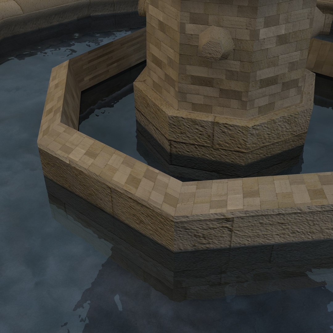 3d fountain low-poly model