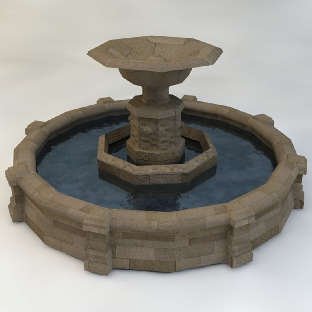 3d fountain low-poly model