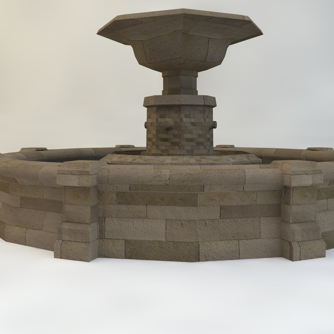 3d fountain low-poly model
